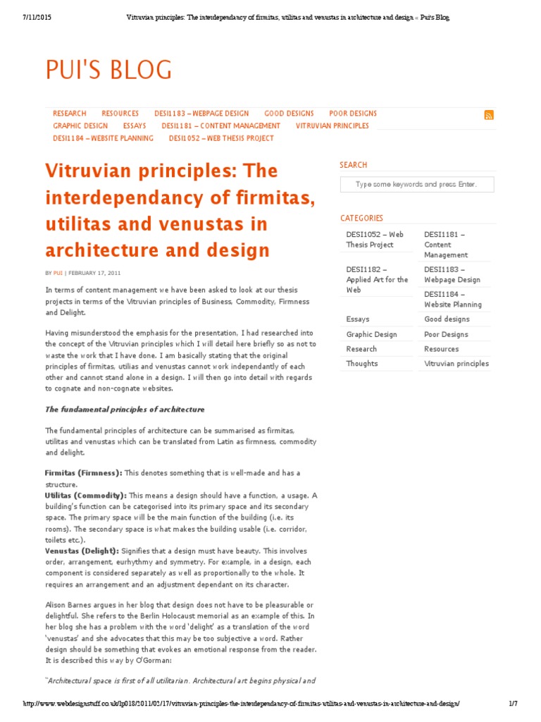 Vitruvian Principles - The Interdependancy of Firmitas, Utilitas and ...