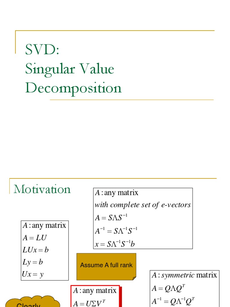 SVD Matrix Decomposition Explained | PDF | System Of Linear Equations ...