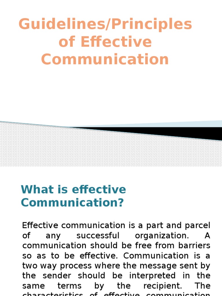 Guidelines/Principles of Effective Communication | PDF | Communication | Behavioural Sciences
