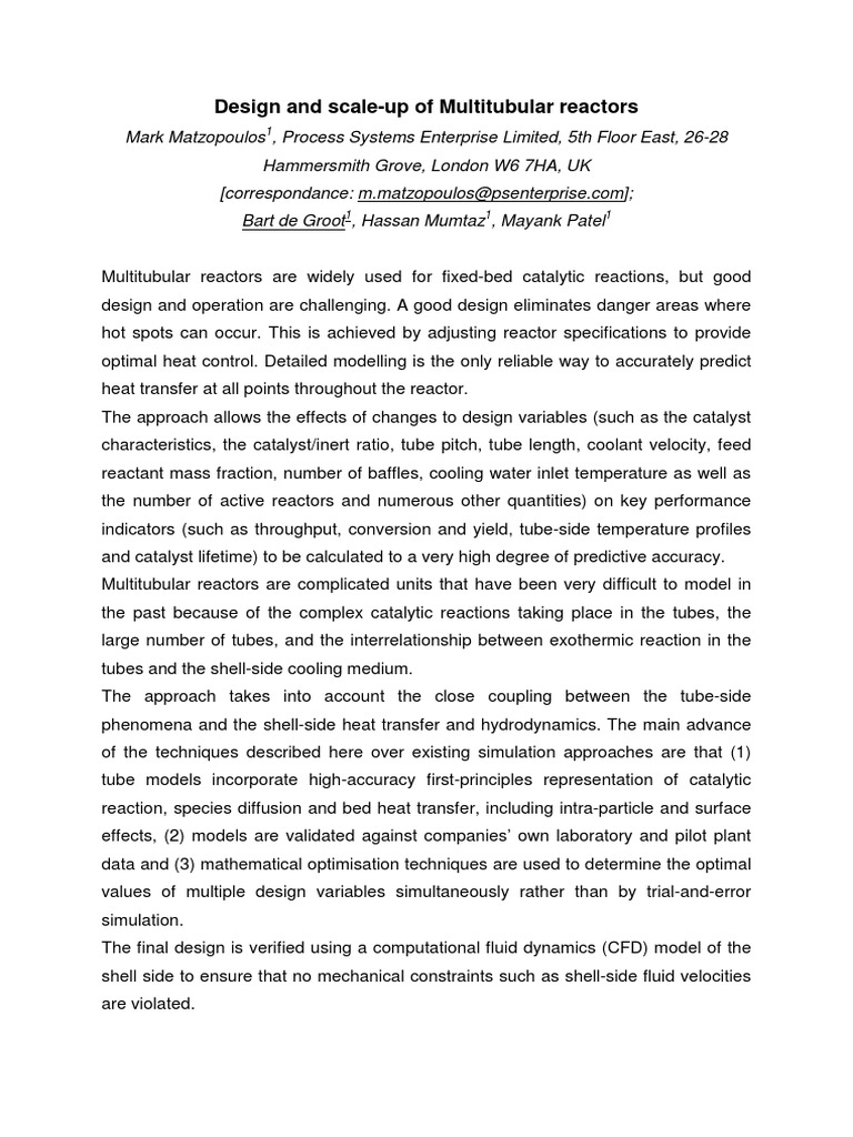 Proiectare Reactoare Multitubulare | PDF | Chemical Reactor | Catalysis