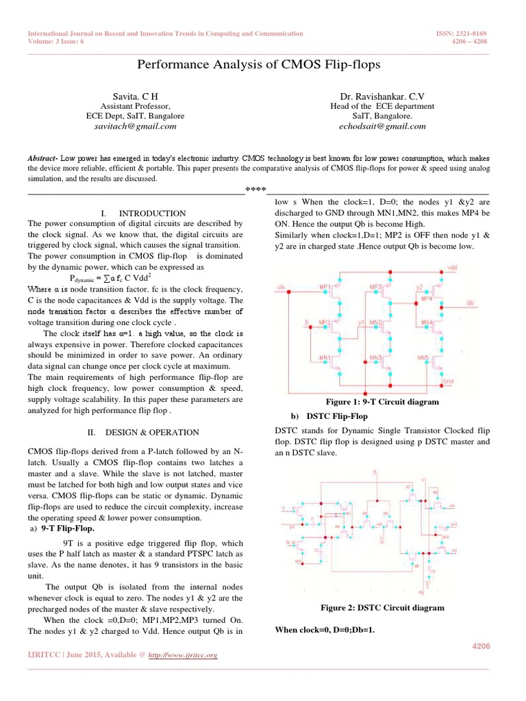 Performance Analysis of CMOS Flip-Flops | PDF | Cmos | Electrical Engineering