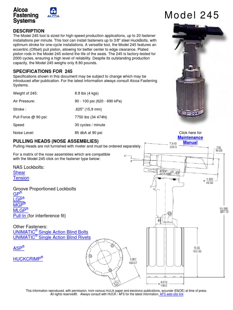 Model 245 | PDF | Rivet | Mechanical Engineering
