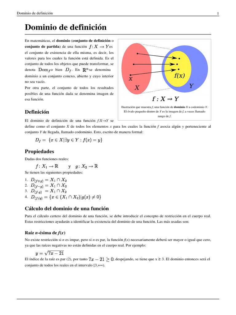 Dominio de Definición | PDF | Dominio de una función | Función ...