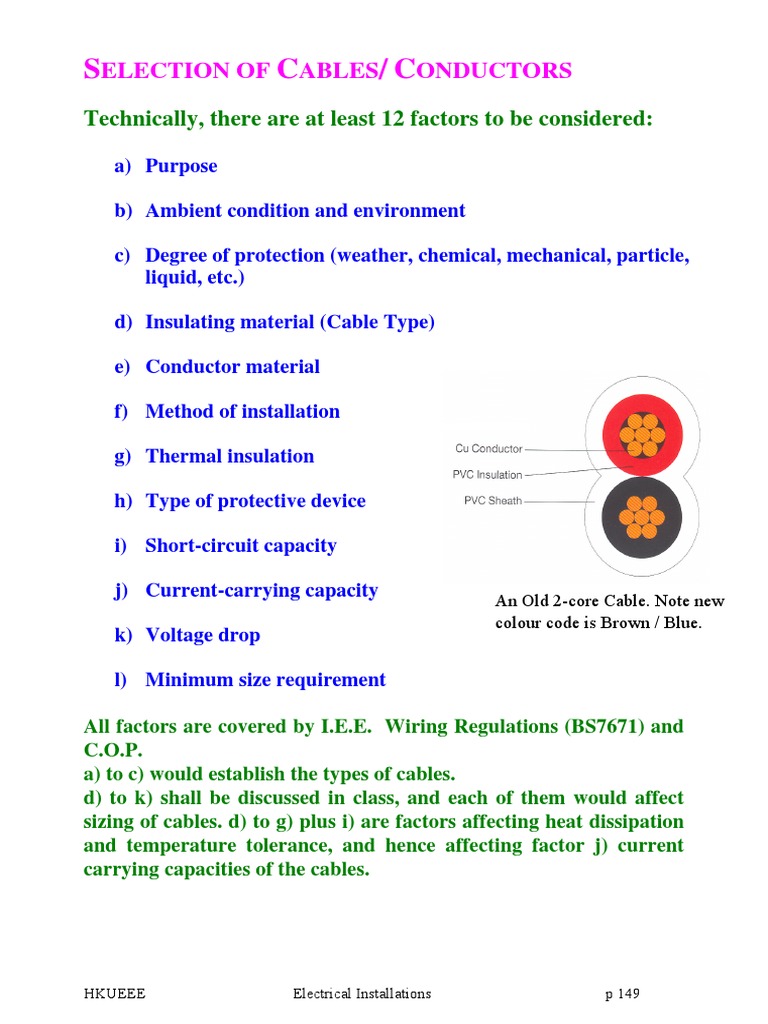 Selection of Cables/Conductors | PDF | Electrical Wiring | Cable