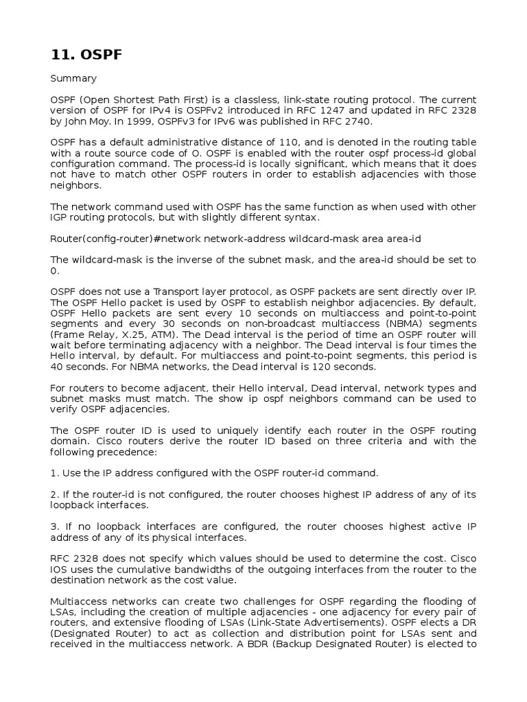 Ospf Summary | PDF | Wide Area Network | Computer Standards