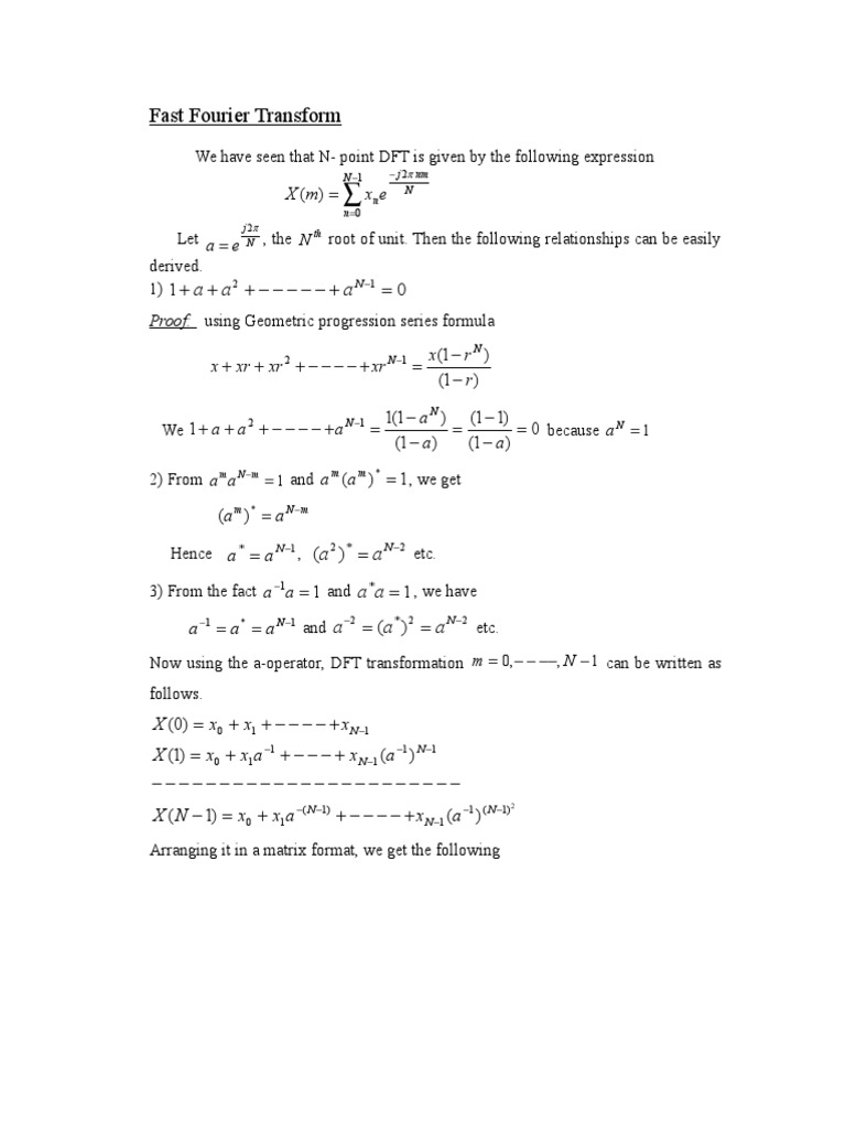 Understanding Fast Fourier Transform | PDF | Discrete Fourier Transform ...