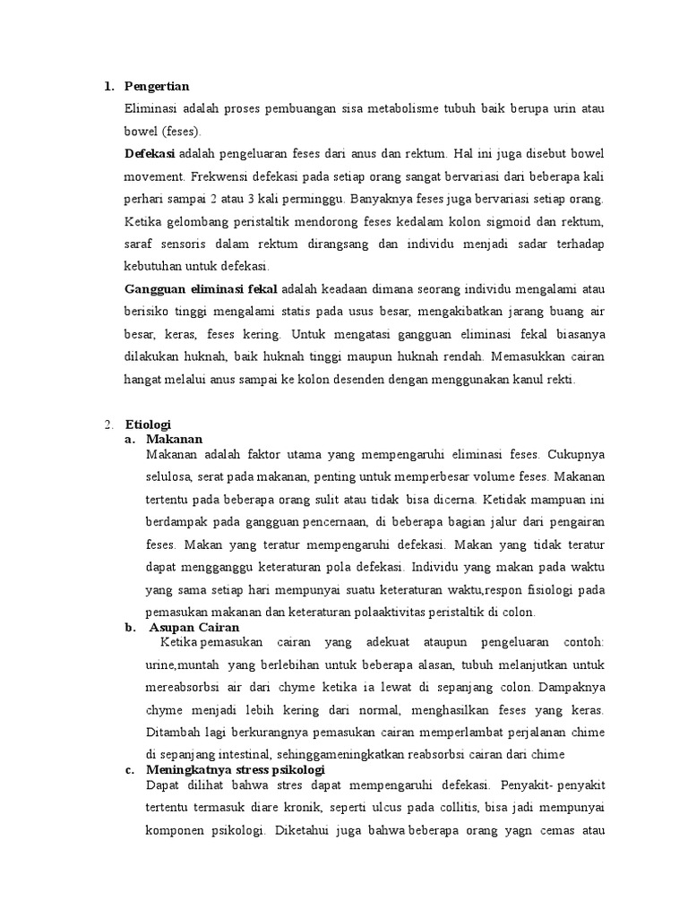 Gangguan dan Pengertian Defekasi | PDF