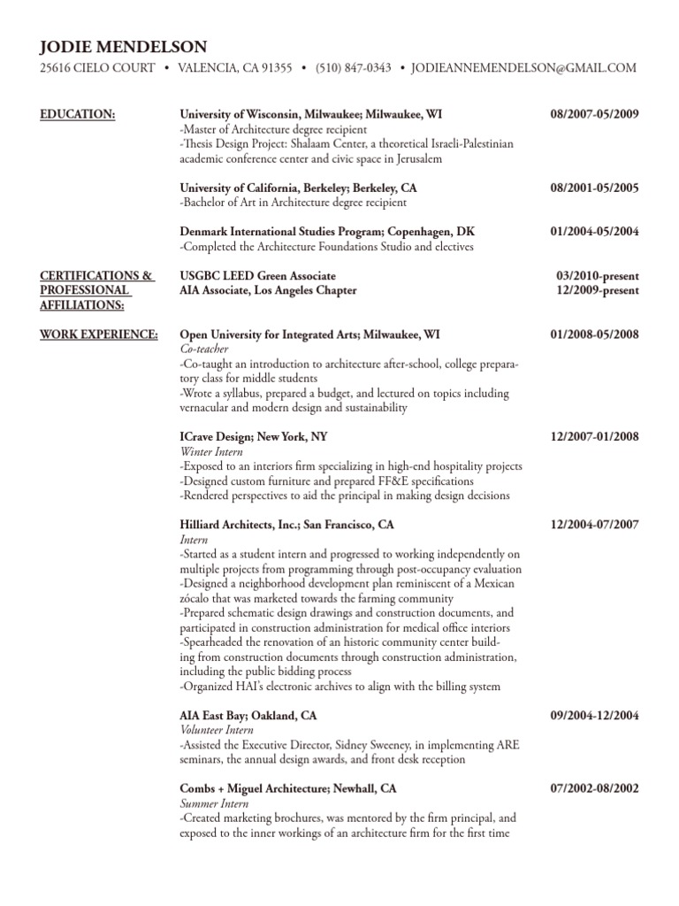 Jodie Mendelson Resume (03-11-10) | PDF
