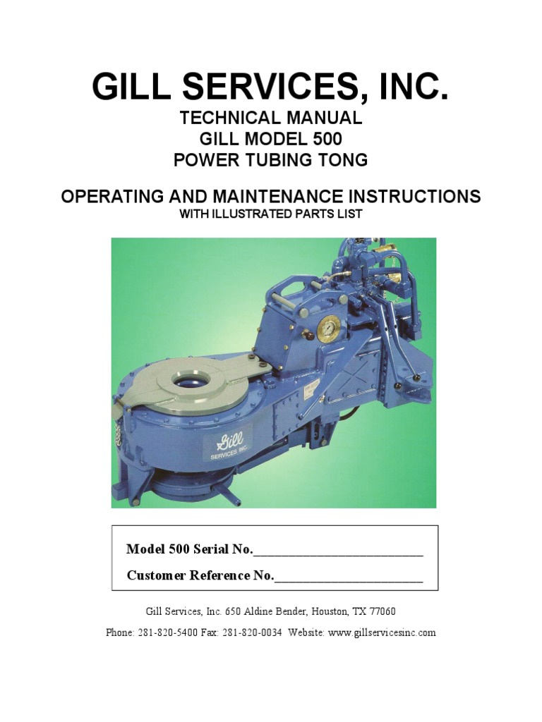 Gill Model 500 Power Tong Manual | PDF | Viscosity | Transmission ...