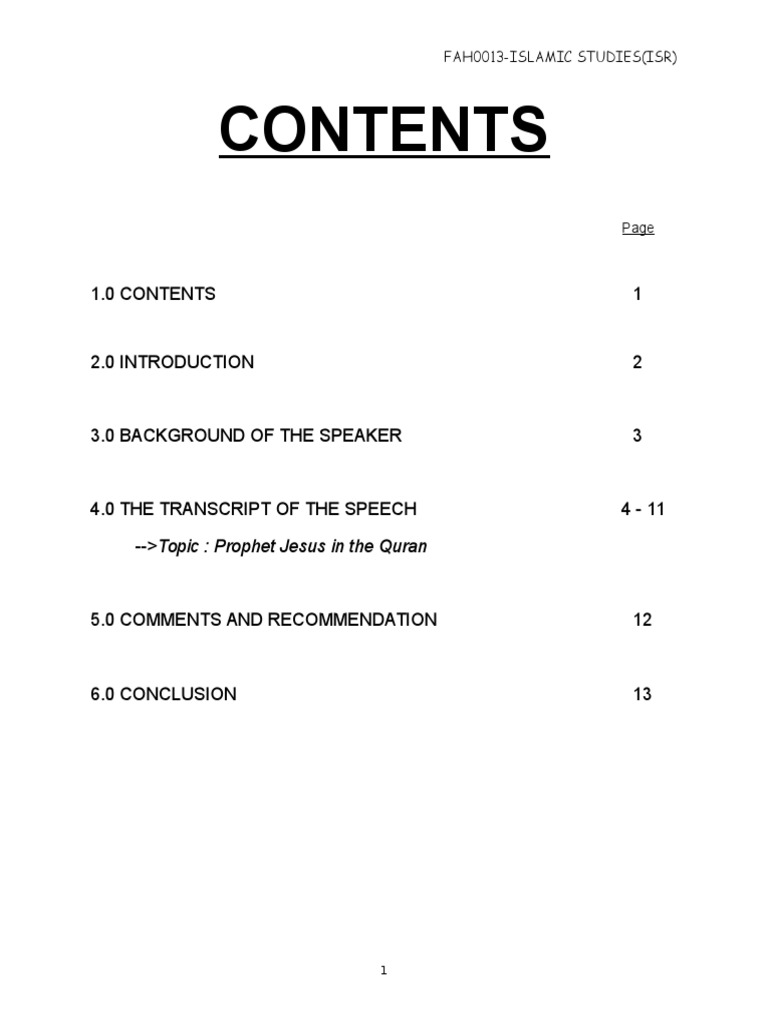 Islamic Speech Review EXAMPLE | Prophets And Messengers In Islam ...