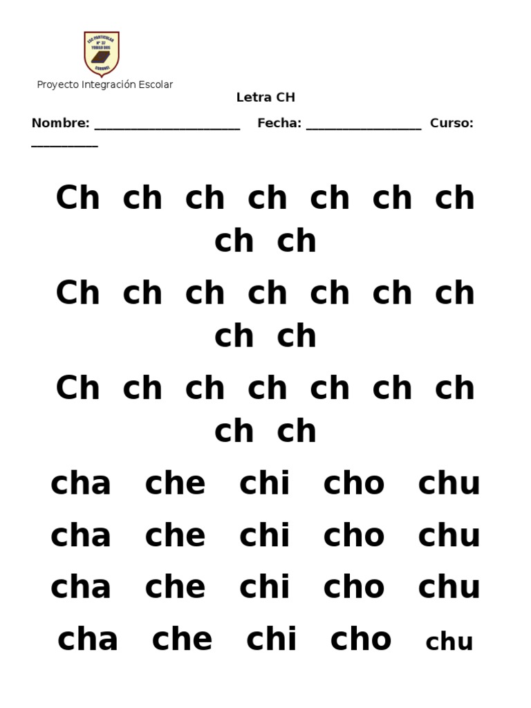 Actividades con la letra CH para niños | PDF | Crecimiento personal y ...
