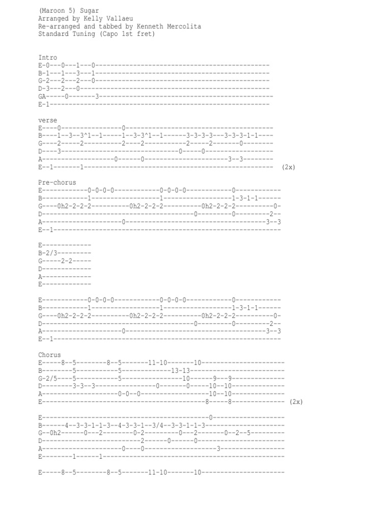 Sugar Tabs | PDF | Song Structure | Songs