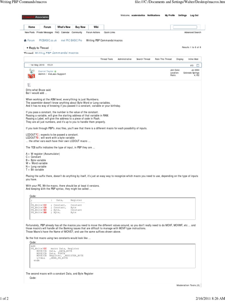 Writing PBP Commands/macros: Forum PICBASIC - Co.uk Mel Pic Basic Pro ...
