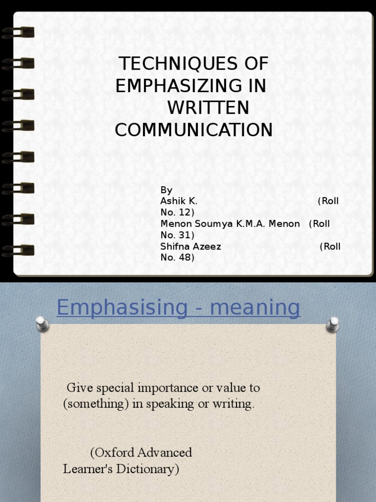 Techniques To Emphasize Written Communication | PDF | Writing | Languages