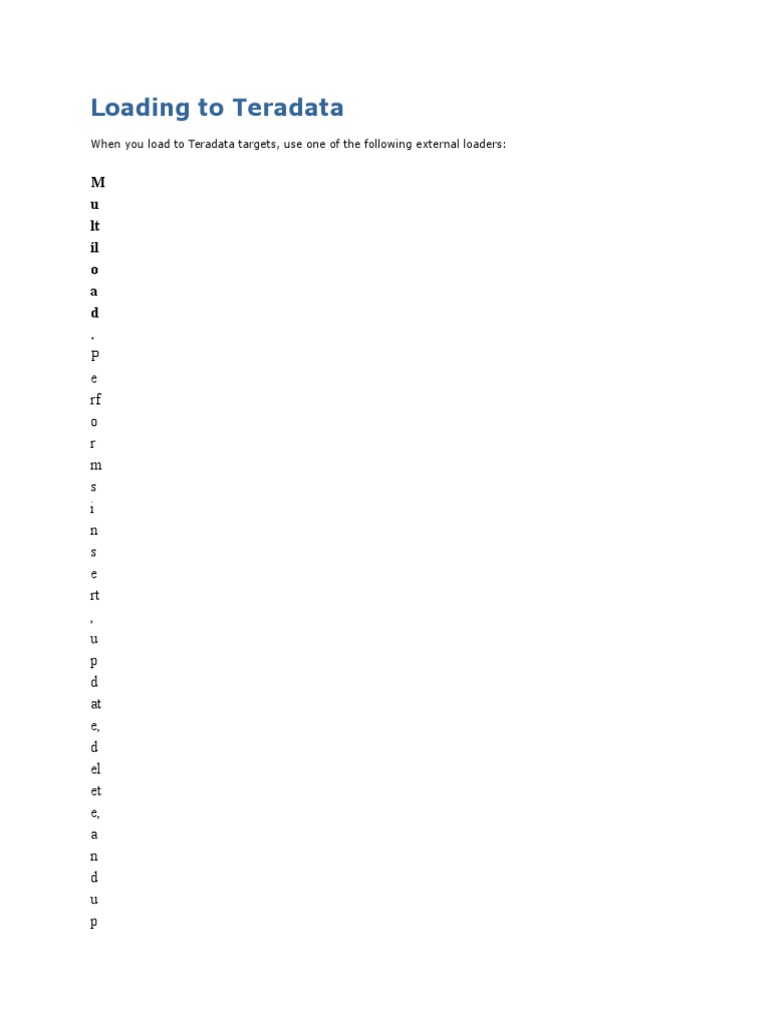 Loading To Teradata | PDF | Filename | Computer Architecture