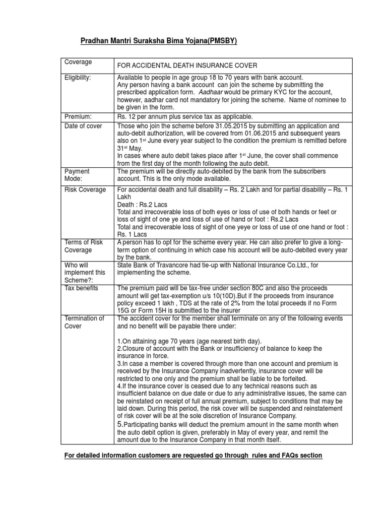 1.pmsby - Scheme in Brief PDF | PDF | Insurance | Banks