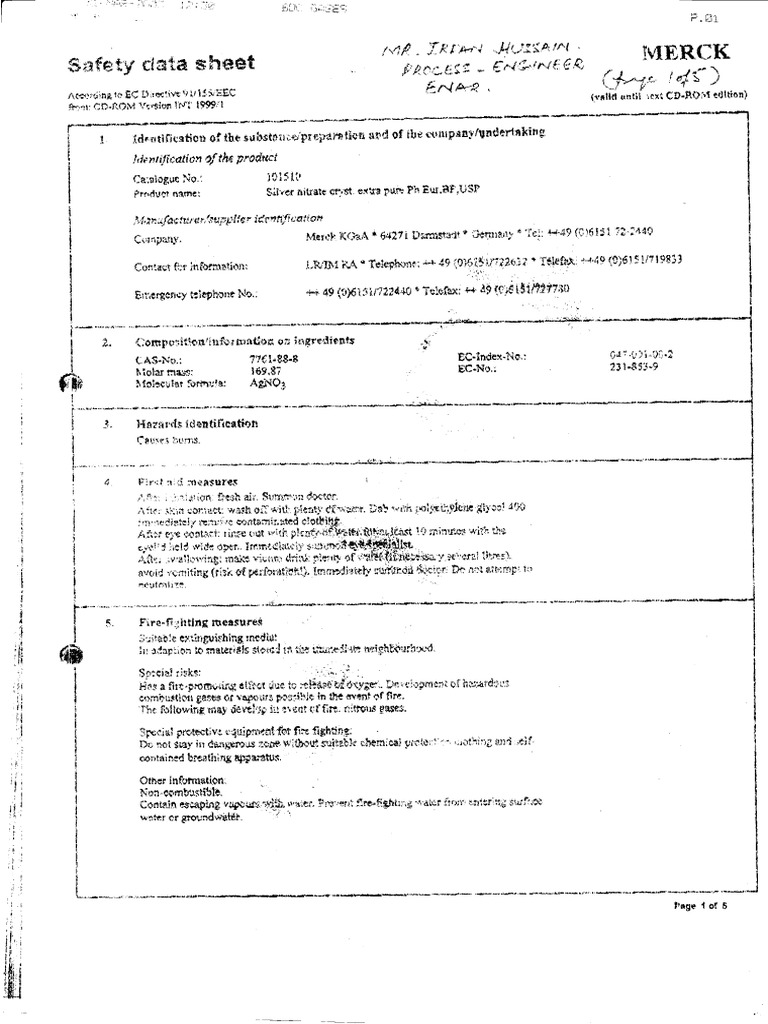 Safety Data Sheet (MERCK) PDF | PDF