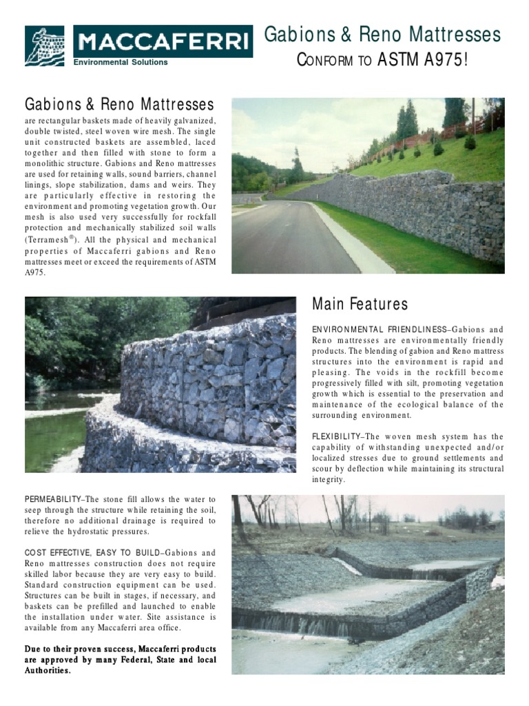 Gabions & Reno Mattresses: C ASTM A975! | PDF | Dam | Polyvinyl Chloride
