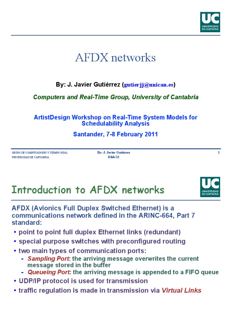 Afdx Networks By J Javier Gutiérrez Pdf Network Protocols Network Architecture