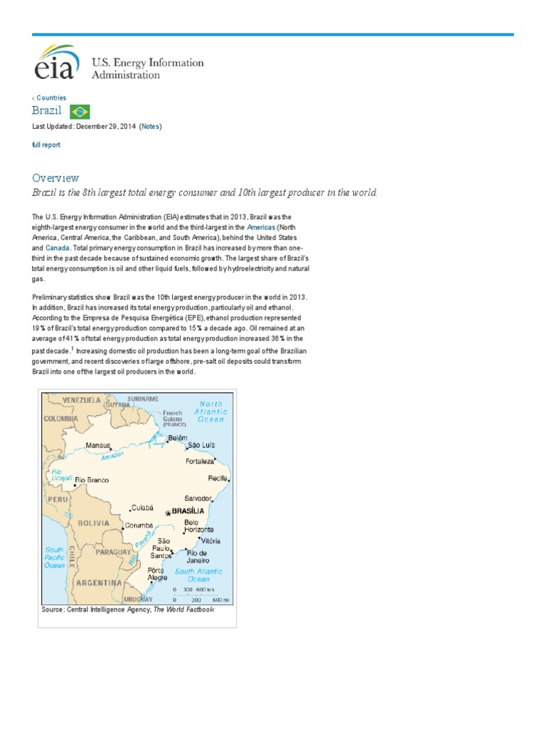 Brazil: Brazil Is The 8th Largest Total Energy Consumer and 10th ...
