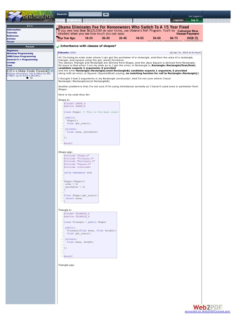 Inheritance With Classes of Shapes?: C/C++/Ada Code Coverage | PDF | Computer Programming ...
