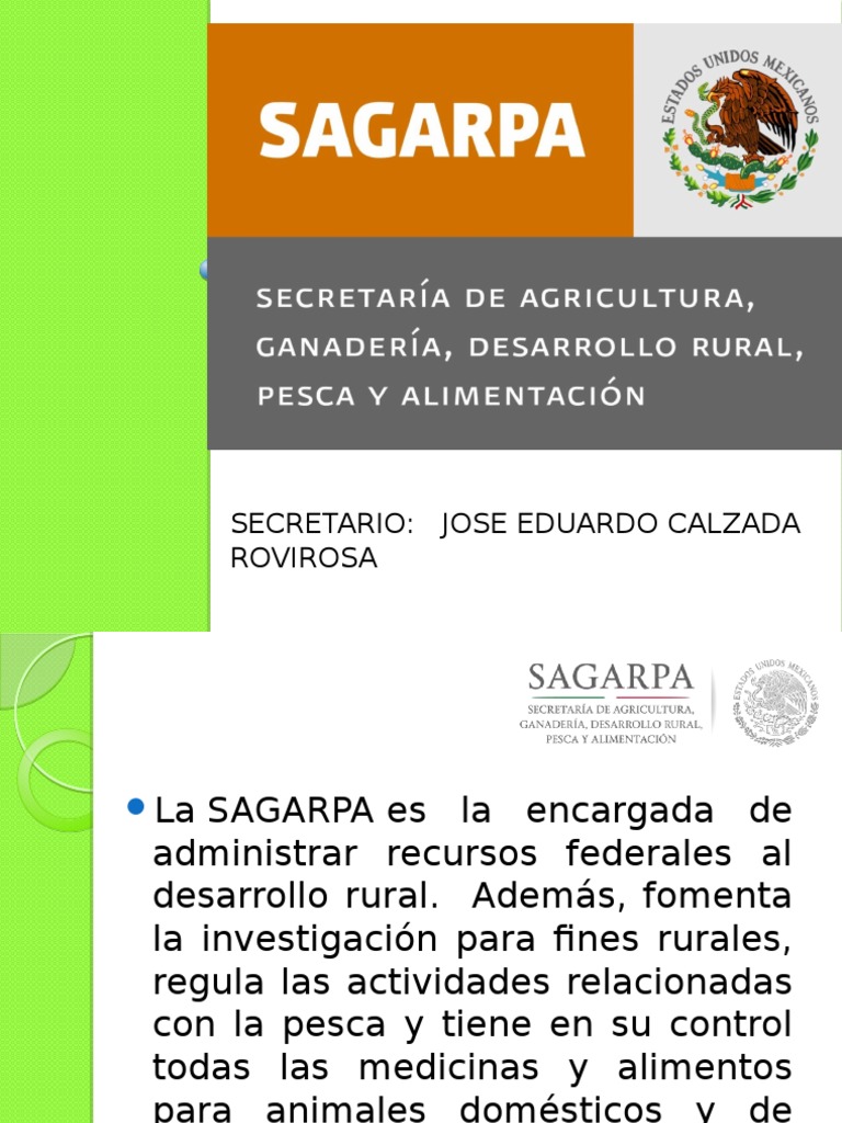 Historia y funciones de la SAGARPA | PDF | Agricultura | Comida y bebida