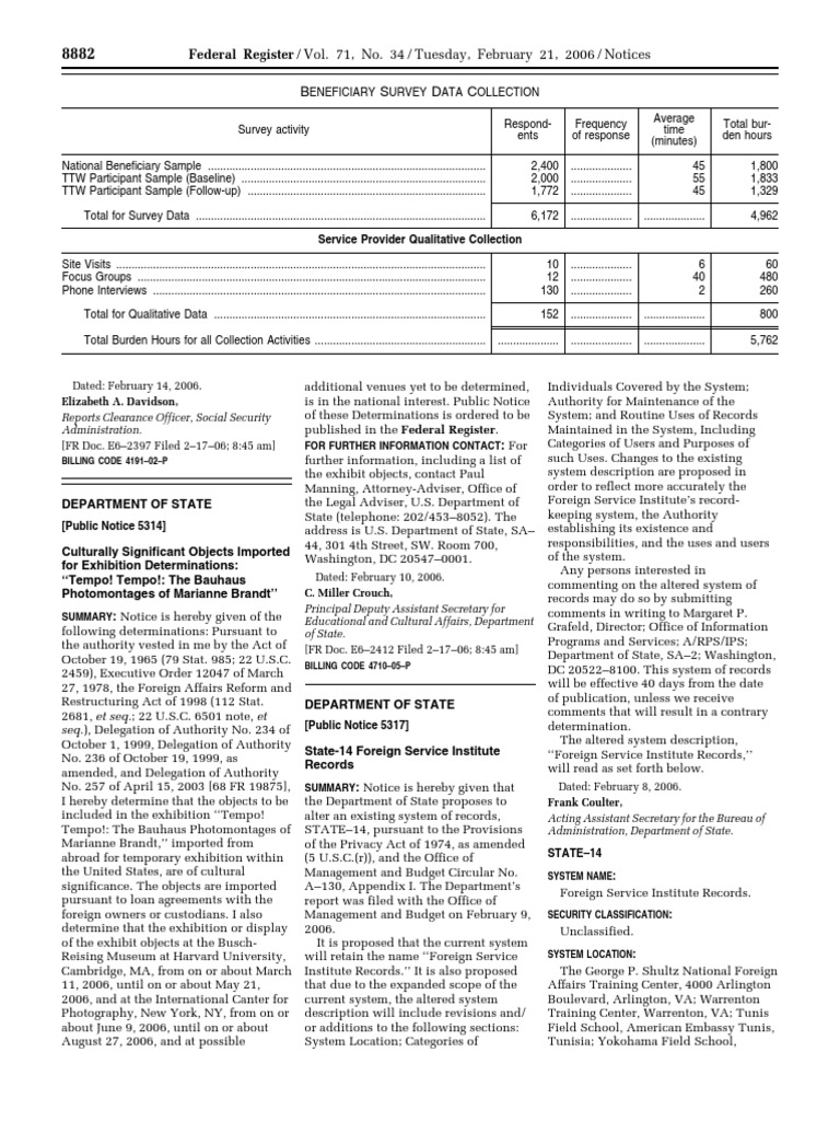 Notice: Culturally Significant Objects Imported For Exhibition ...