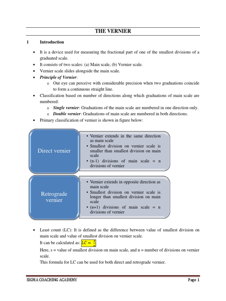 An Introduction to Direct, Double, and Retrograde Vernier Scales ...