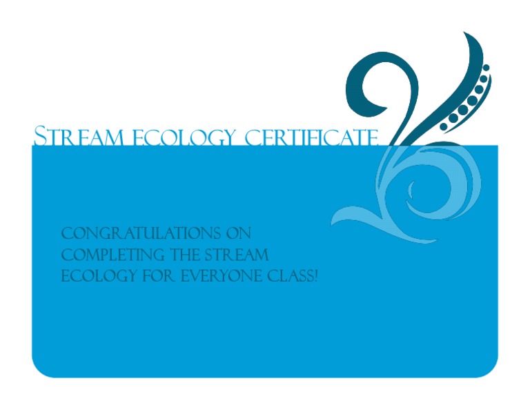 Tream Ecology Certificate: Congratulations On Completing The Stream ...
