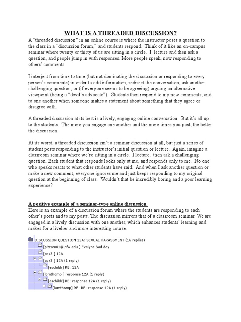 What Is A Threaded Discussion | PDF | Internet Forum | Communication