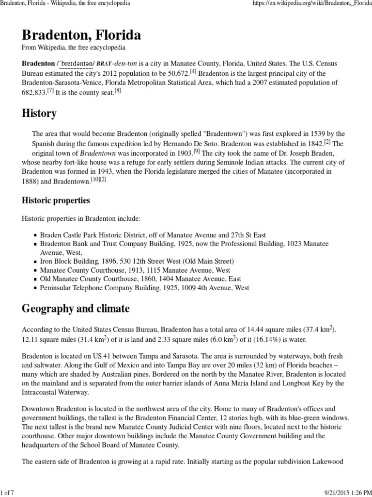 Bradenton, Florida: History | PDF | Florida | The United States