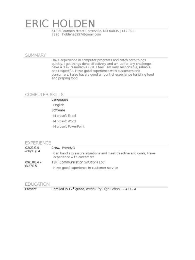 Eric Holden Resume | PDF