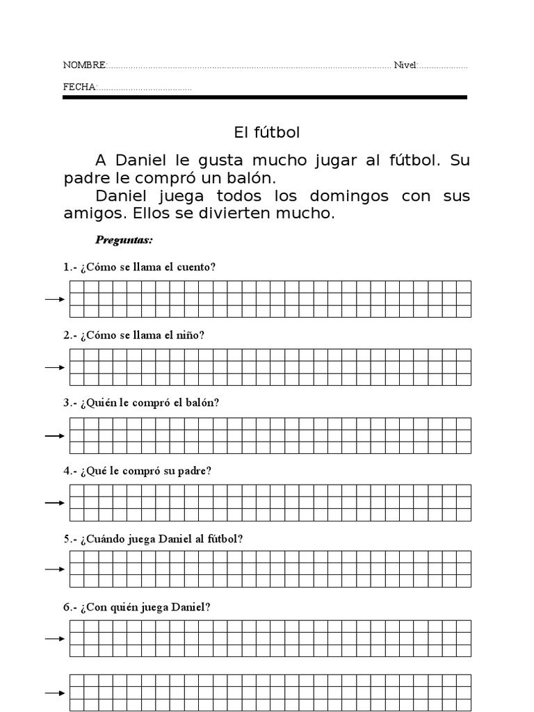 Comprensión Lectora El Futbol | PDF