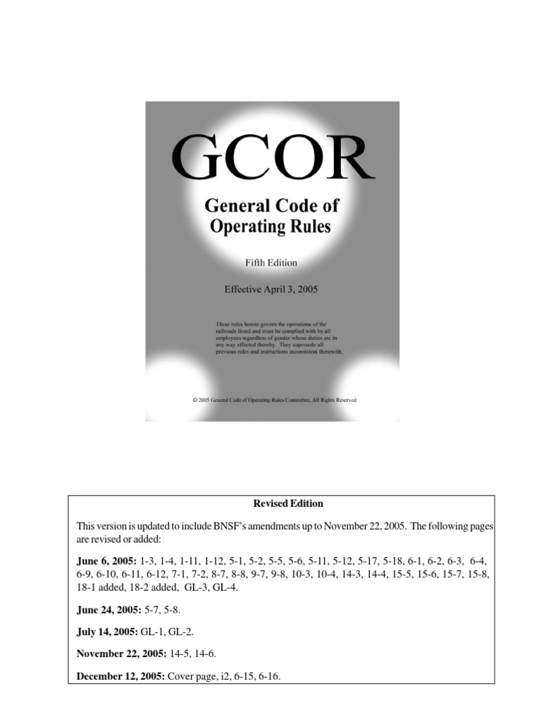 General Code of Operating Rules | Rail Transport | Transportation ...