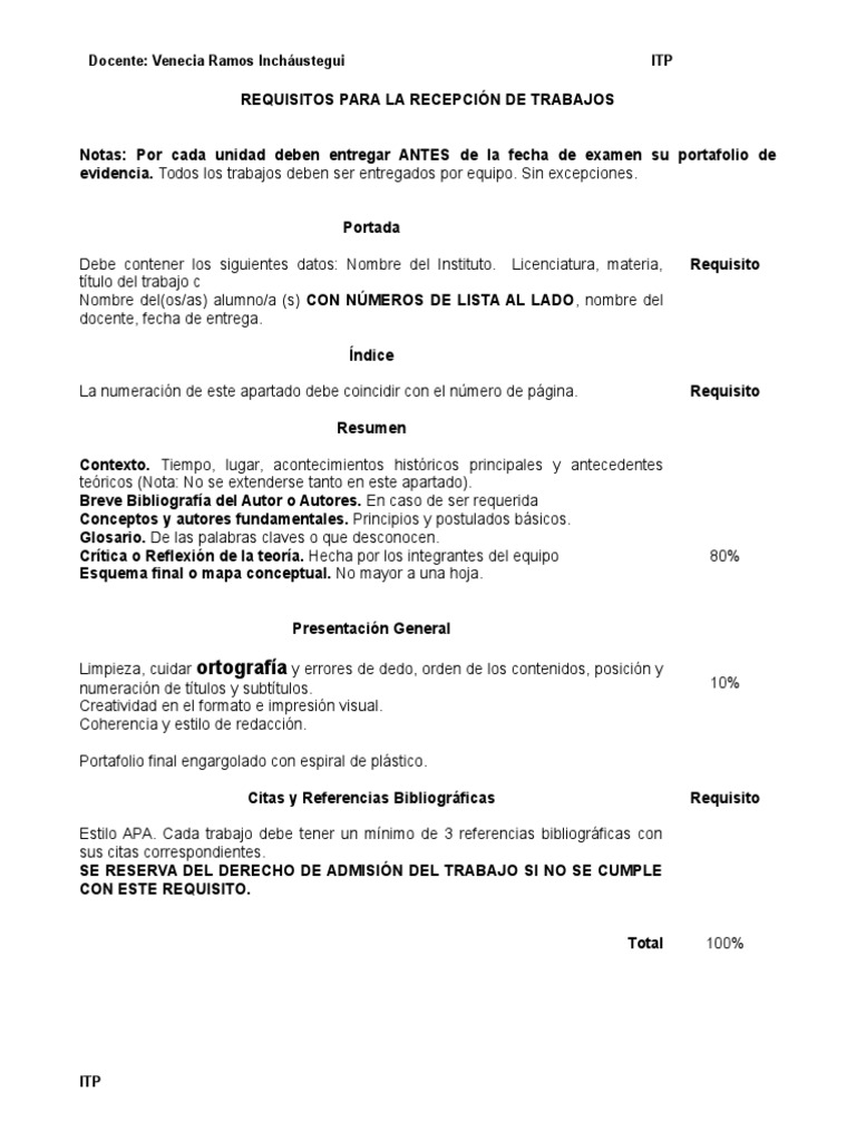 Trabajos Formato ITP | PDF