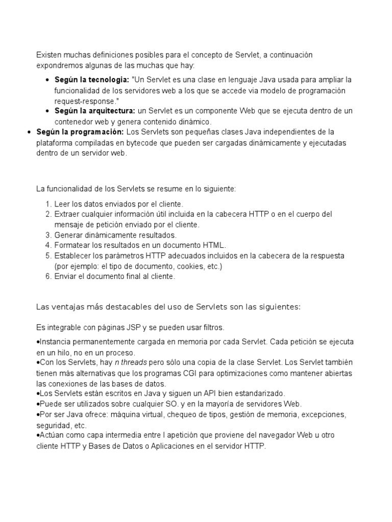 JSP y Servlet | PDF | Servlet Java | Páginas del servidor Java