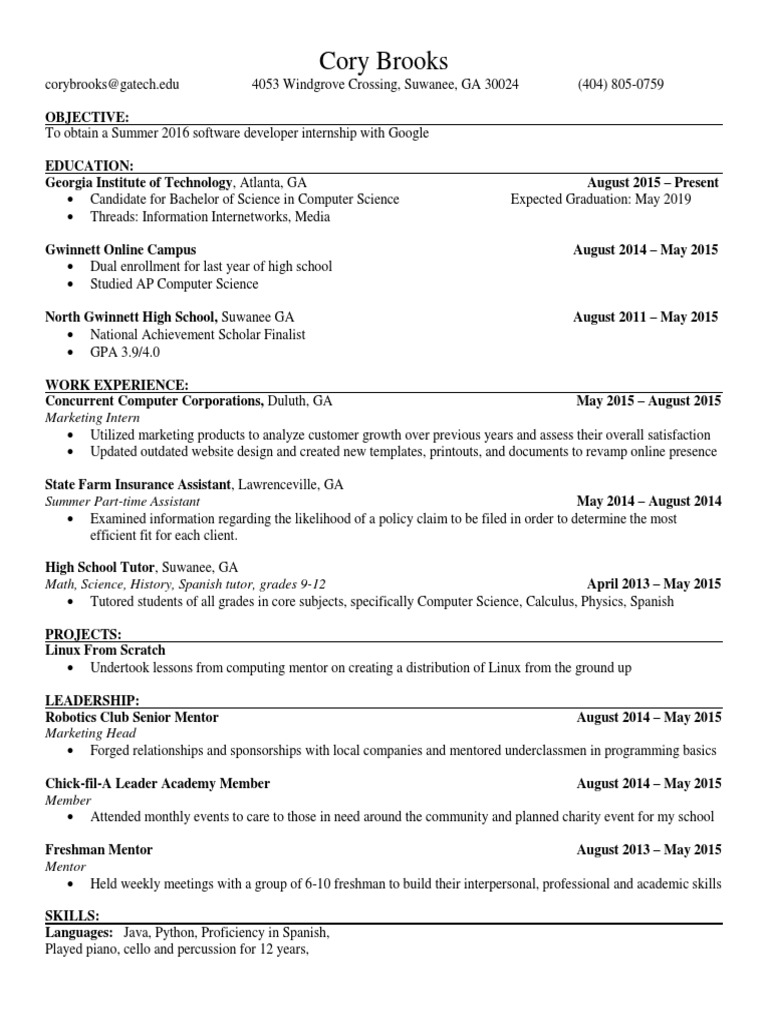 Cory Brooks Resume | PDF | Career & Growth | Business