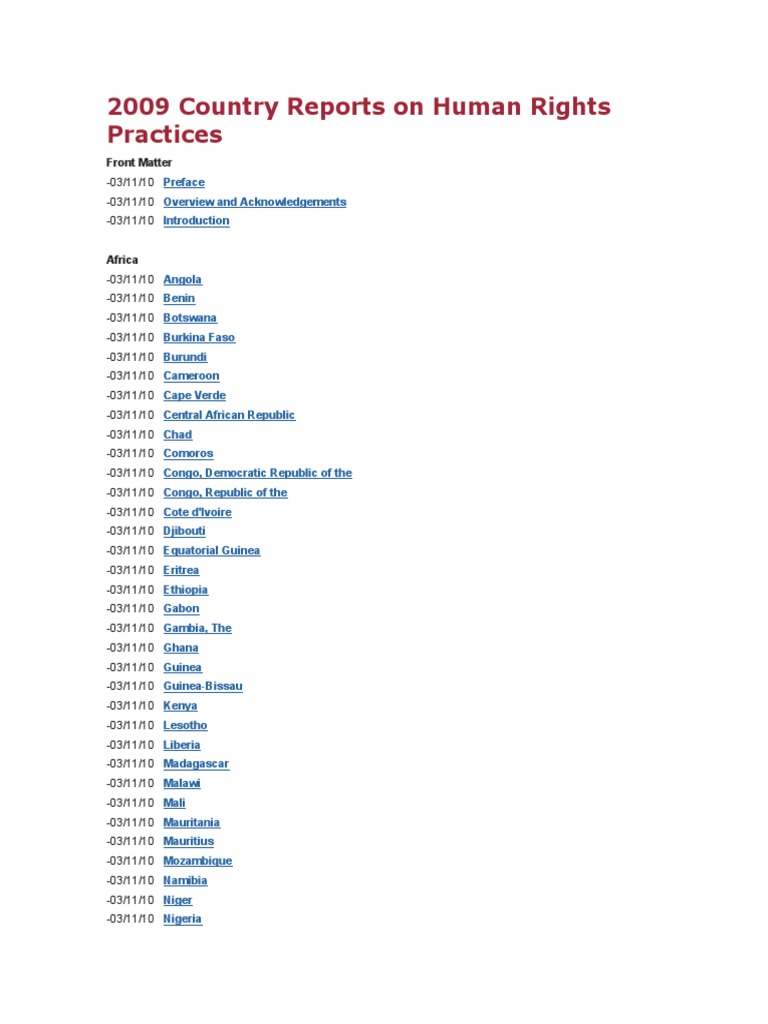 2009 Country Reports On Human Rights Practices | PDF | Violence | Arab ...
