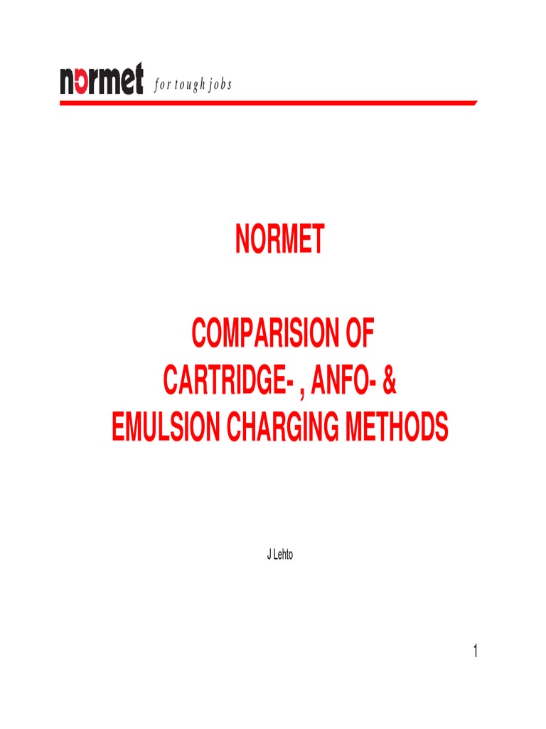 Comparison of Cartridge-Anfo-Emulsion Charging Methods | PDF