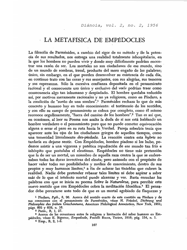 Empédocles: Humanización de la Filosofía | PDF | Metafísica | Realidad