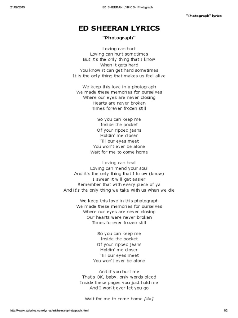 Ed Sheeran Lyrics