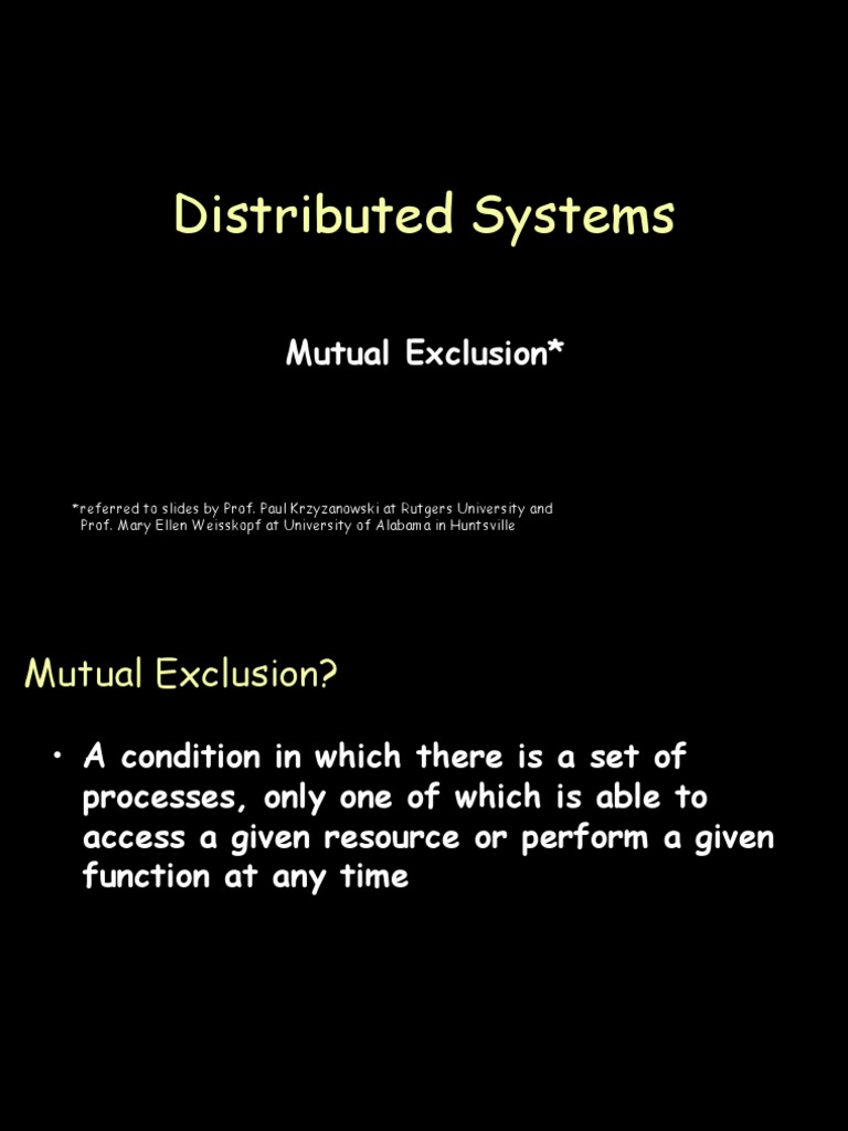 Distributed Systems Mutual Exclusion Pdf Concurrent Computing Areas Of Computer Science 8227