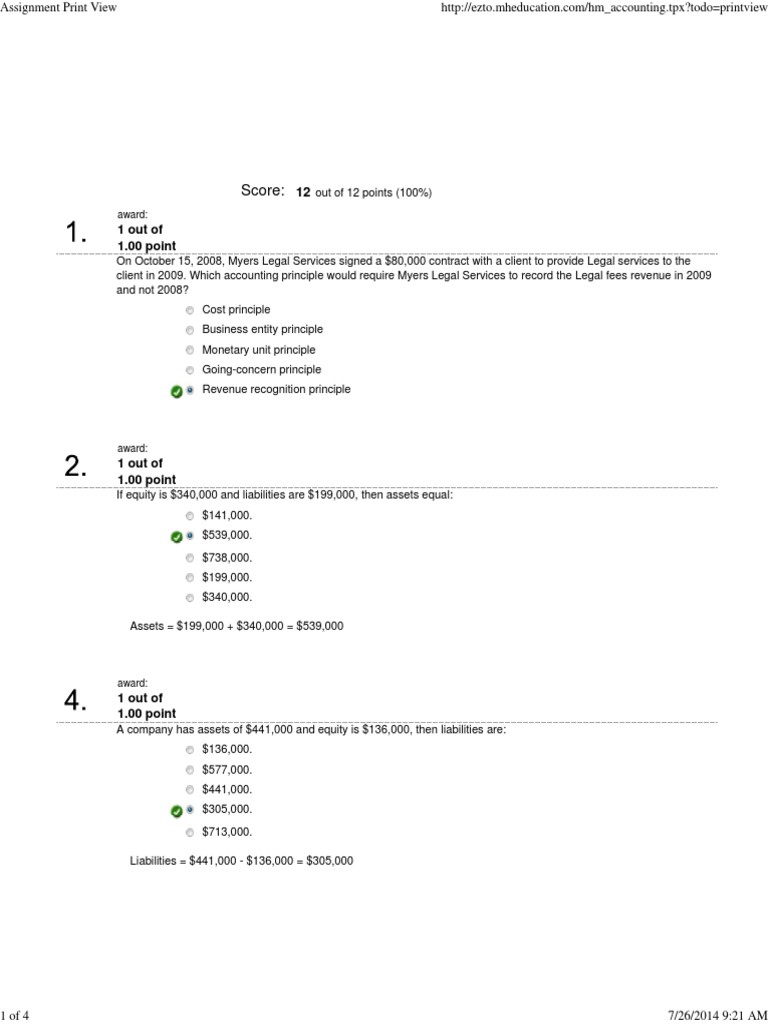 Chap 1 Quiz - BA211 | PDF | Equity (Finance) | Revenue