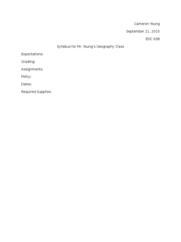 Geography Class Syllabus Overview | PDF