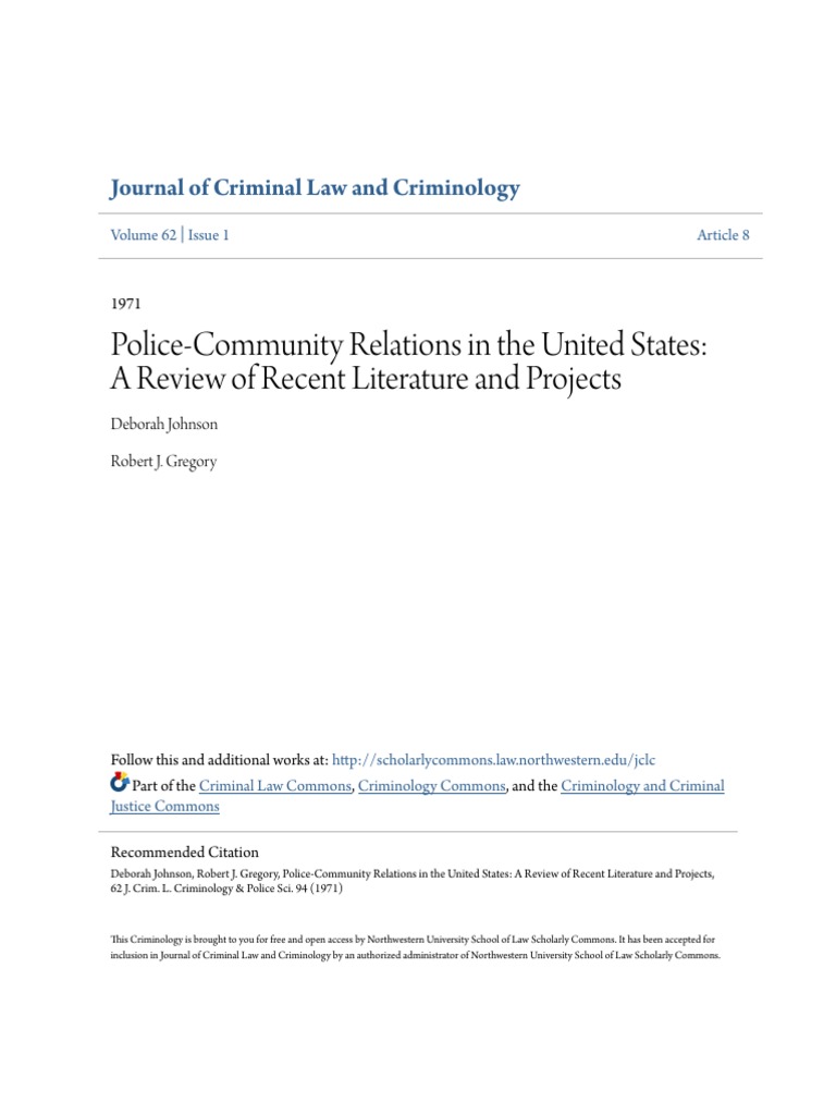 Police-Community Relations in The United States - A Review of Rec | PDF ...