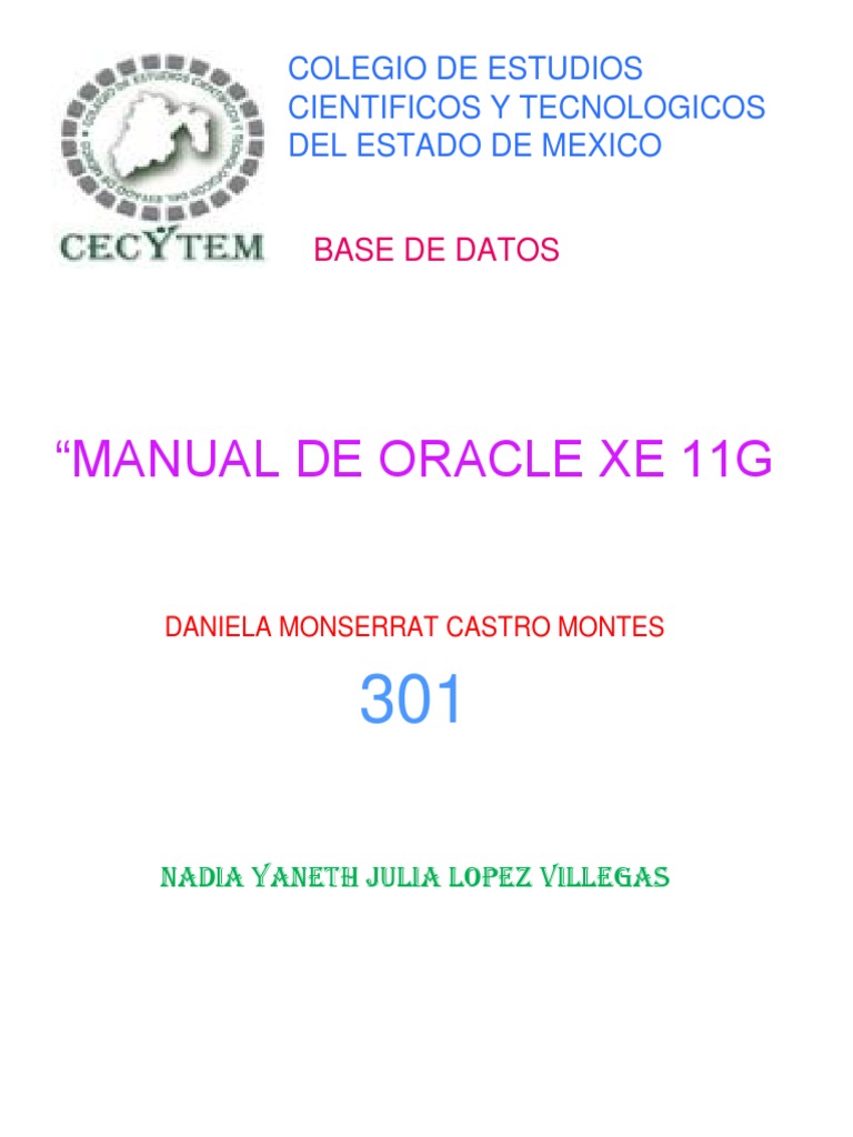 Manual de Oracle Xe 11g | PDF | Base de datos Oracle | Archivo de ...