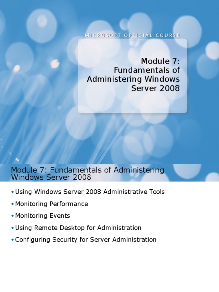Fundamentals of Administering Windows Server 2008 | PDF | Remote ...
