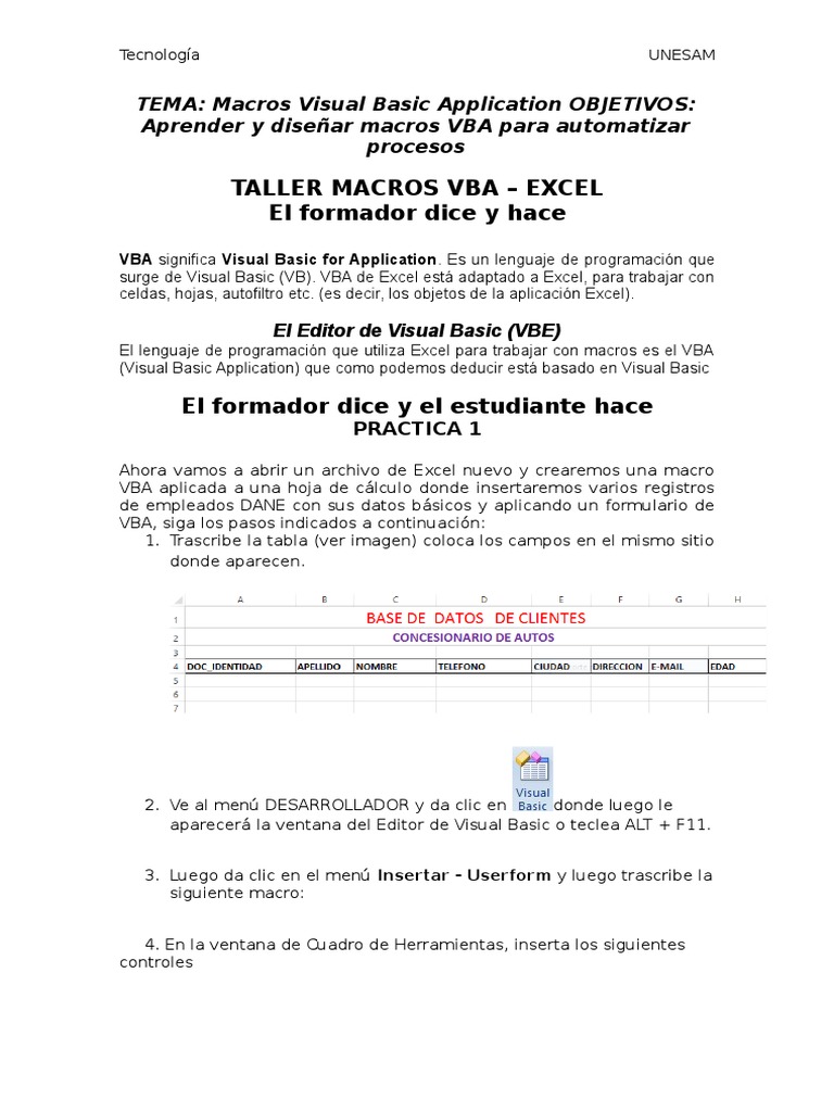 Vba y Excel | PDF | Visual Basic para Aplicaciones | Básico
