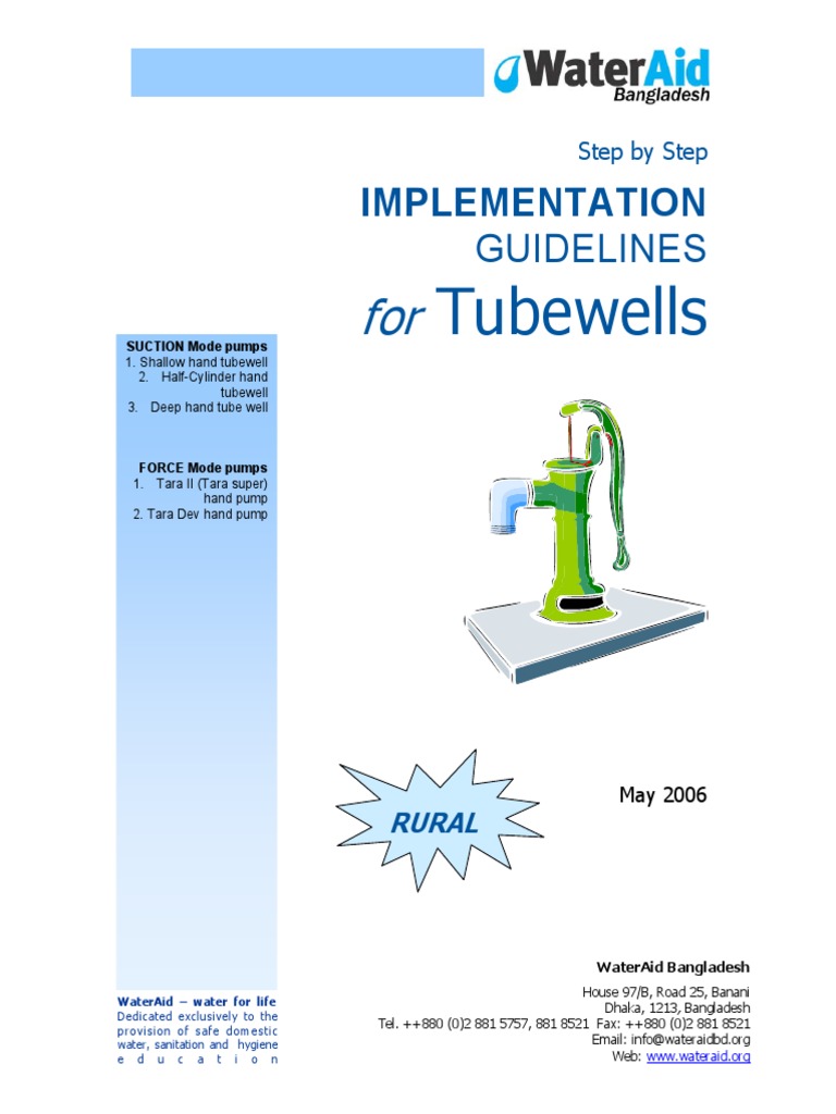 Tubewell Implementation Guidelines | PDF | Pump | Water Quality