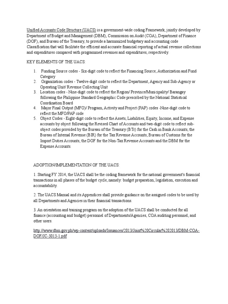 Understanding Unified Accounts Code Structure | PDF | Budget | Revenue